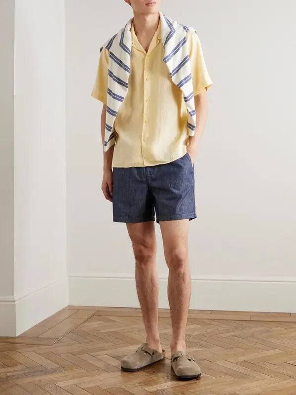 Nn07 Julio 5708 Camp-collar Linen Shirt - Yellow