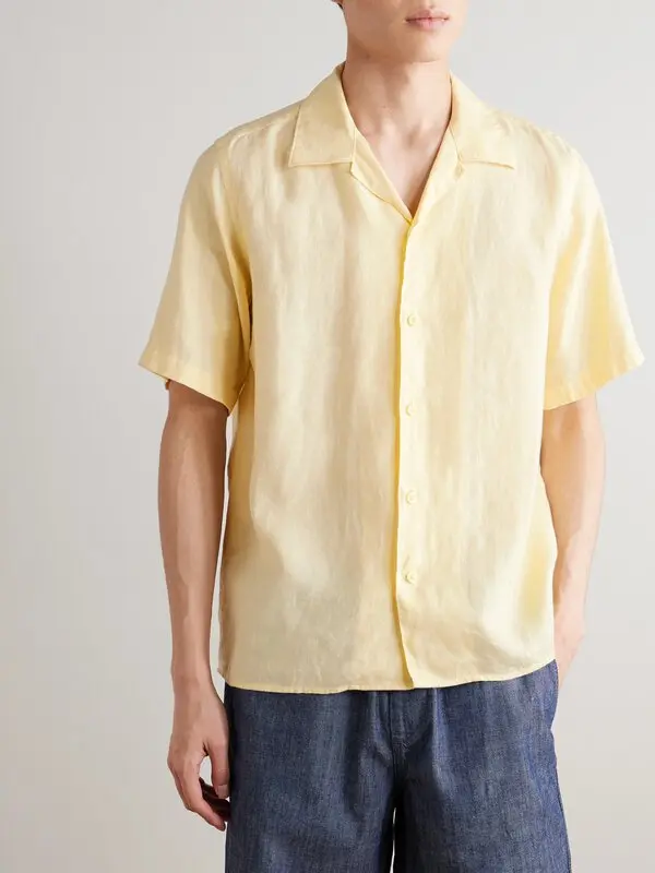 Nn07 Julio 5708 Camp-collar Linen Shirt - Yellow