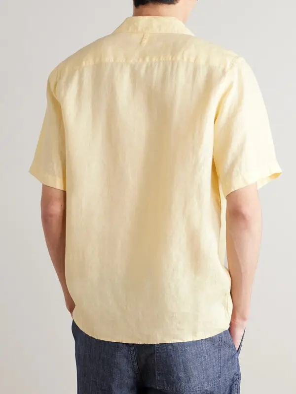 Nn07 Julio 5708 Camp-collar Linen Shirt - Yellow