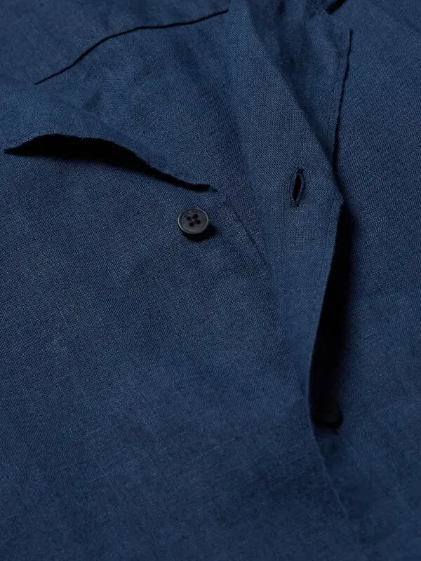 Nn07 Julio 5708 Camp-collar Linen Shirt - Blue