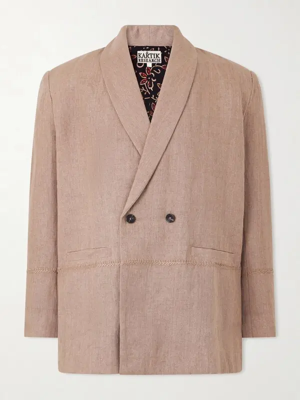 KARTIK RESEARCH Double-breasted Linen Blazer With Rabari Embroidery