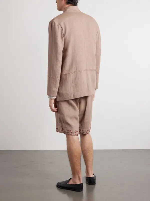KARTIK RESEARCH Double-breasted Linen Blazer With Rabari Embroidery