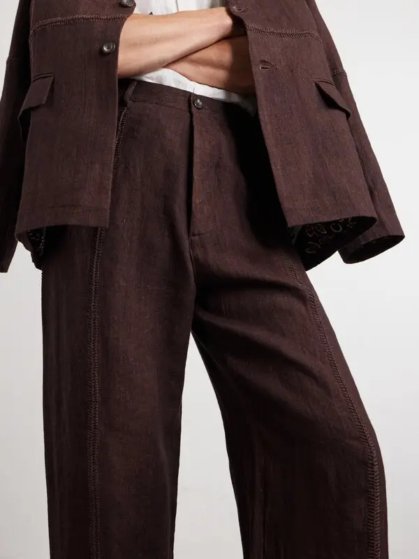 KARTIK RESEARCH Rabari Embroidered Linen Trousers