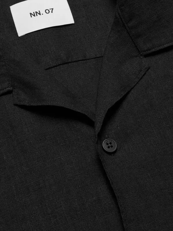 Nn07 Julio 5708 Camp-collar Linen Shirt - Black