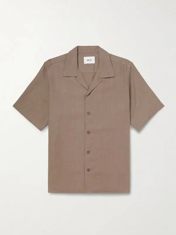 Nn07 Julio 5708 Camp-collar Linen Shirt - Brown