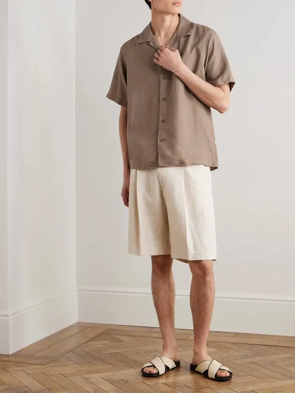 Nn07 Julio 5708 Camp-collar Linen Shirt - Brown