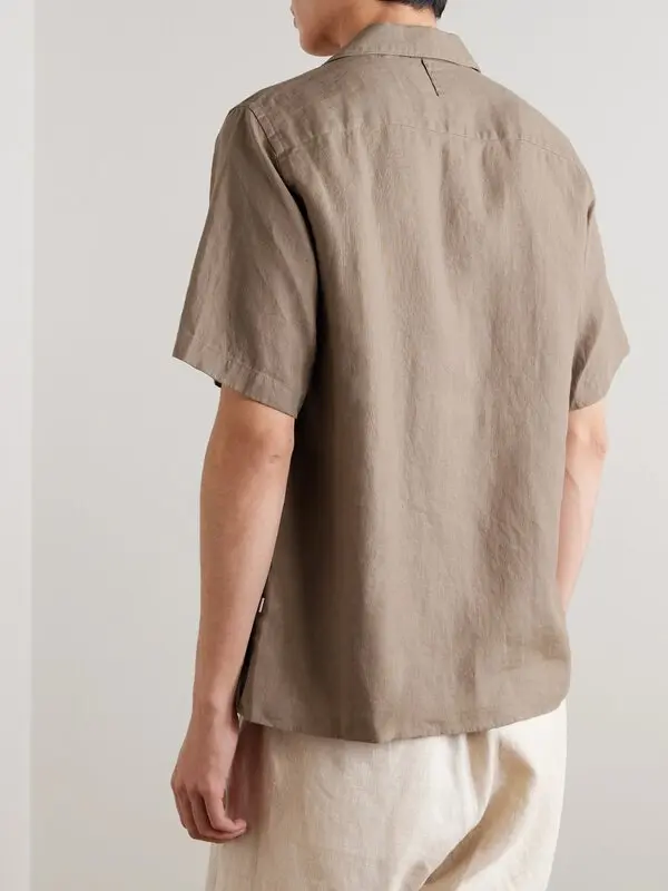 Nn07 Julio 5708 Camp-collar Linen Shirt - Brown