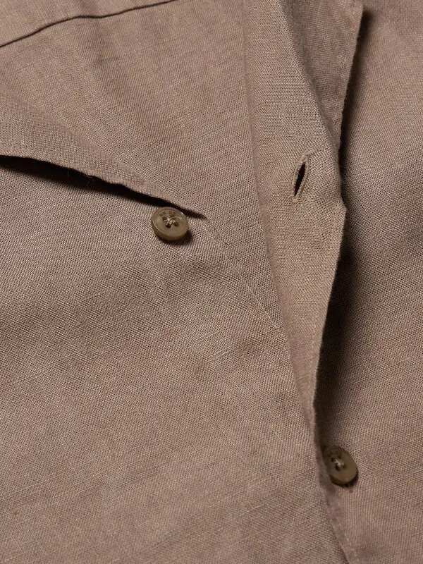 Nn07 Julio 5708 Camp-collar Linen Shirt - Brown