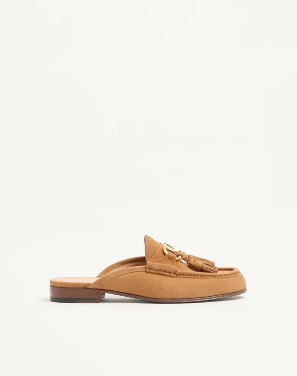 Valentino Garavani Vlogo Signature Split-grain Leather Loafer - Havana Beige