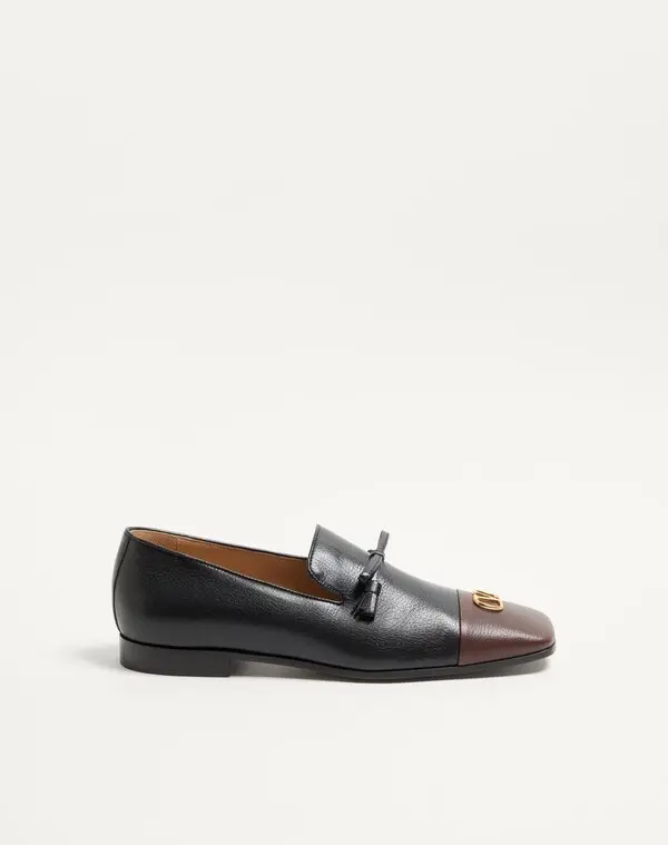 Valentino Garavani Babouchoes Kidskin Loafer - Black/bark Brown
