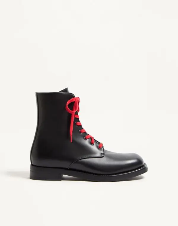 Valentino Garavani Punx Calfskin Combat Boots - Black