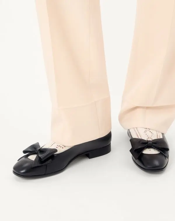Valentino Garavani Bowow Kidskin Ballerinas With Vlogo Signature - Black