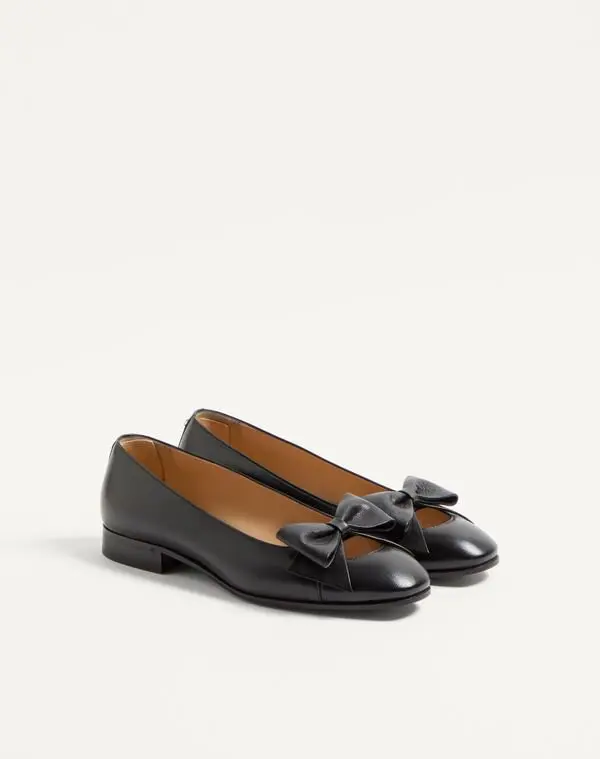 Valentino Garavani Bowow Kidskin Ballerinas With Vlogo Signature - Black