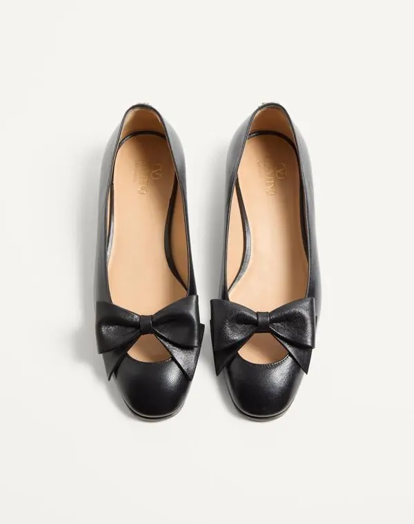 Valentino Garavani Bowow Kidskin Ballerinas With Vlogo Signature - Black