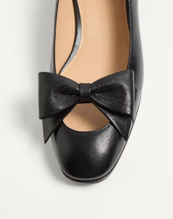 Valentino Garavani Bowow Kidskin Ballerinas With Vlogo Signature - Black