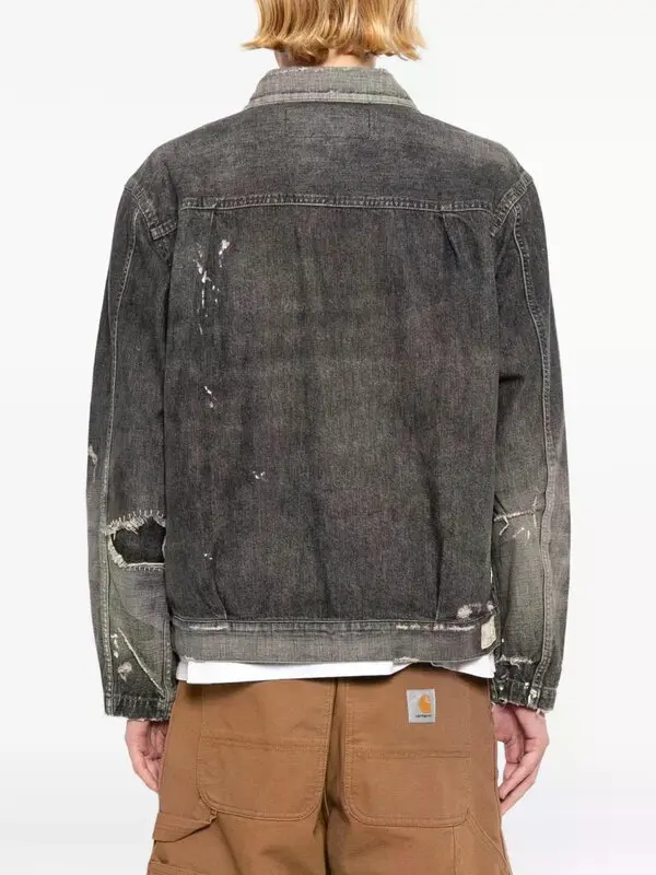 NEIGHBORHOOD Distressed Paint-splatter Denim Jacket