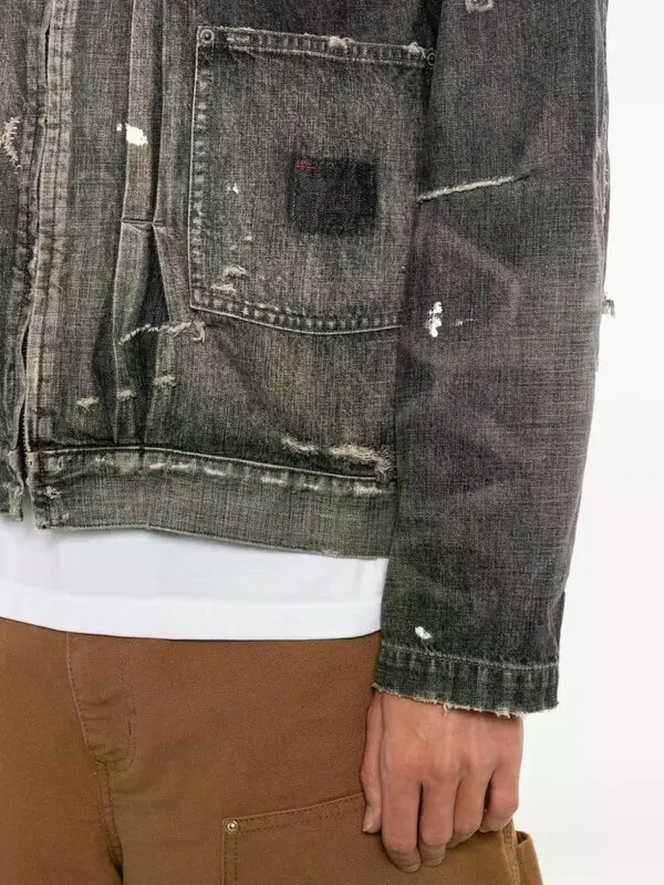 NEIGHBORHOOD Distressed Paint-splatter Denim Jacket