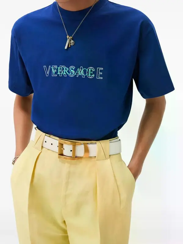 Versace Embroidered-logo Cotton-jersey Regular T-shirt