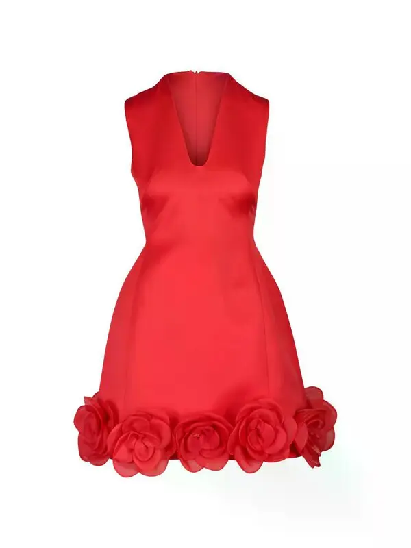 LEO LIN Bree Floral-appliqué Sleeveless Mini Dress - Red
