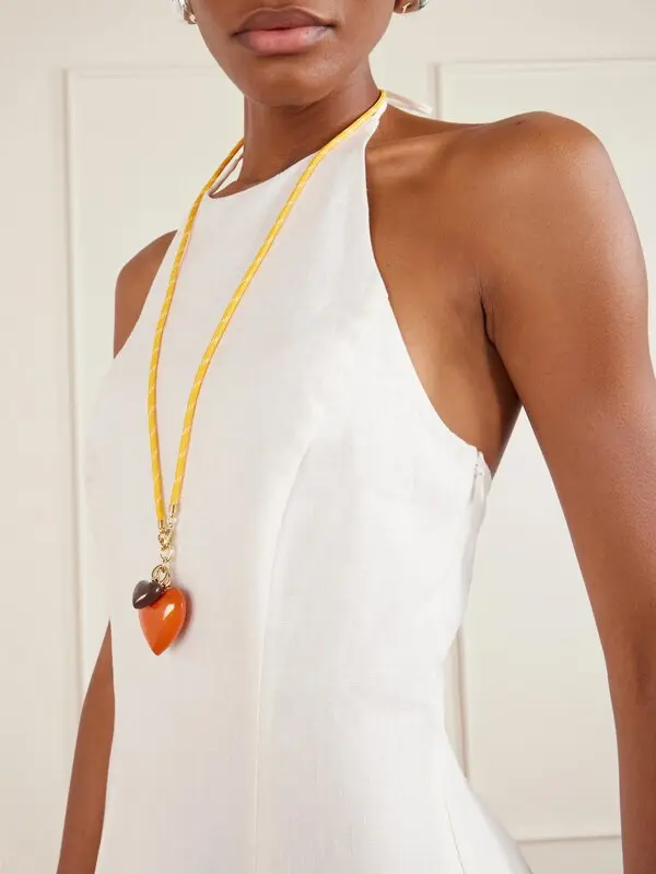 ROXANNE ASSOULIN Gold-tone, Enamel And Cord Necklace - Orange