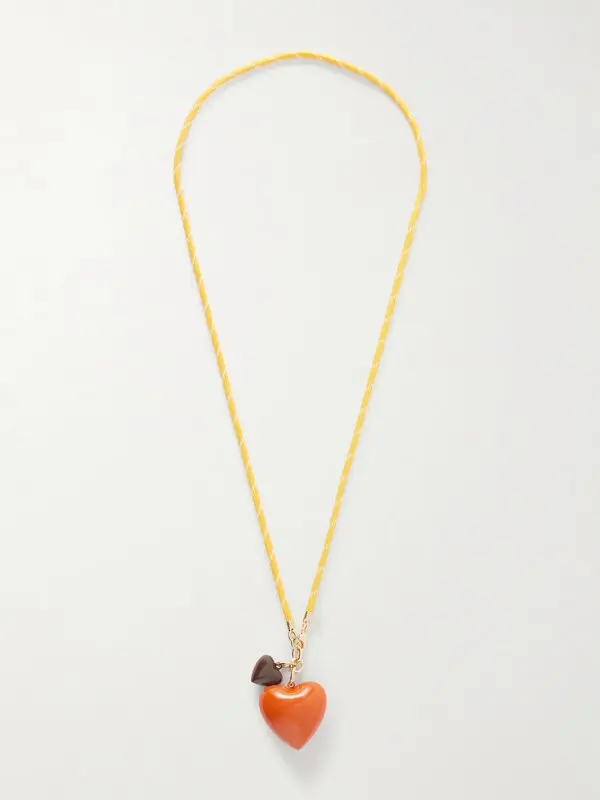 ROXANNE ASSOULIN Gold-tone, Enamel And Cord Necklace - Orange