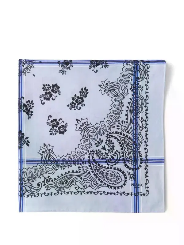 Prada Printed Cotton Scarf 65 - Blue