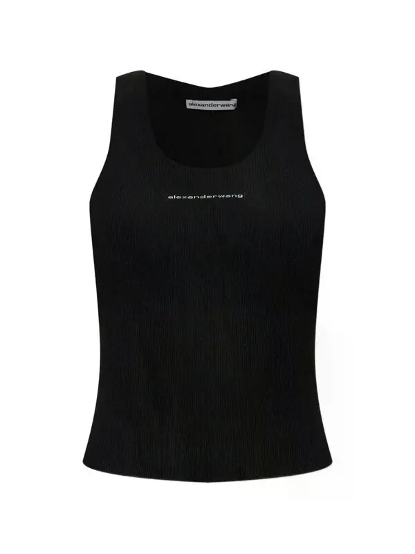 Alexander Wang Ribbed Logo Tank Top - Black