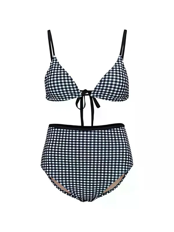 5PENING Gingham High-waisted Swimwear Set - Black