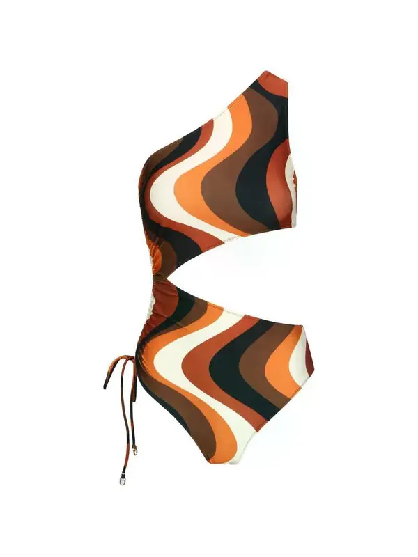 DAZE DAYZ Sunset Wave One-shoulder Cutout Swimsuit