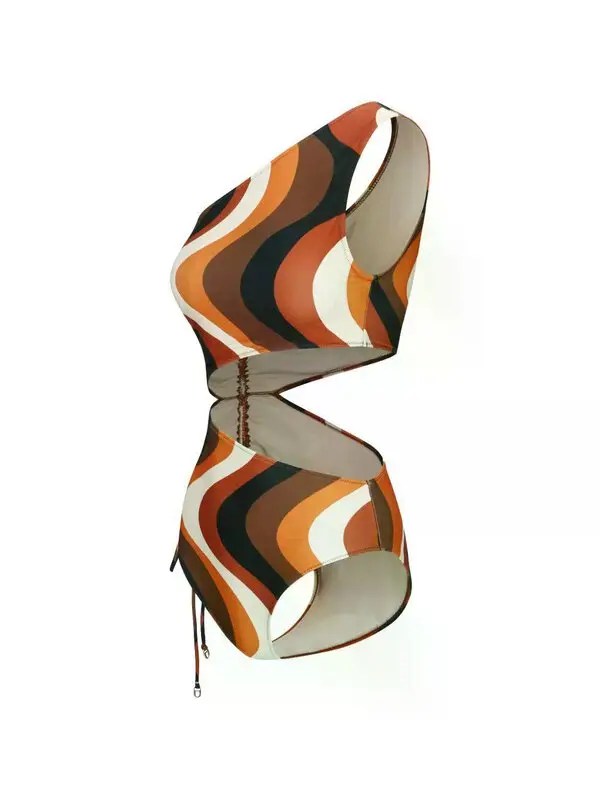 DAZE DAYZ Sunset Wave One-shoulder Cutout Swimsuit