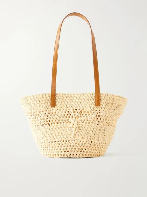 Saint Laurent Panier Small Raffia Tote - Brown