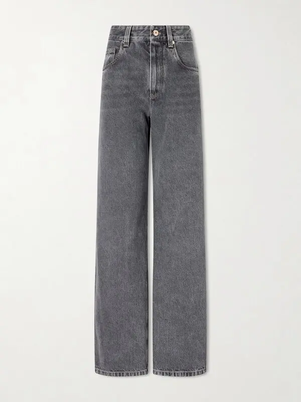 Brunello Cucinelli Mid-rise Wide-leg Jeans - Gray