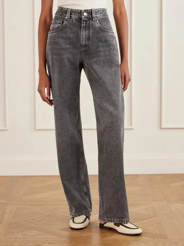 Brunello Cucinelli Mid-rise Wide-leg Jeans - Gray