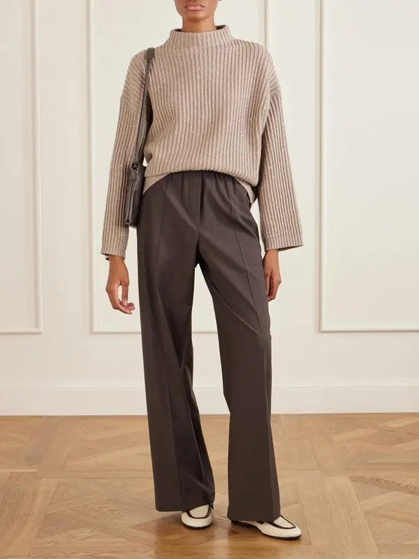 Brunello Cucinelli Sequin-trimmed Ribbed-knit Turtleneck Sweater