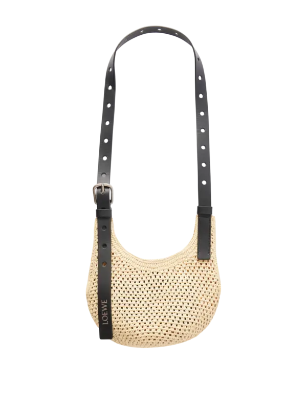 Loewe Punch Hole Mini Raffia Shoulder Bag - Neutrals