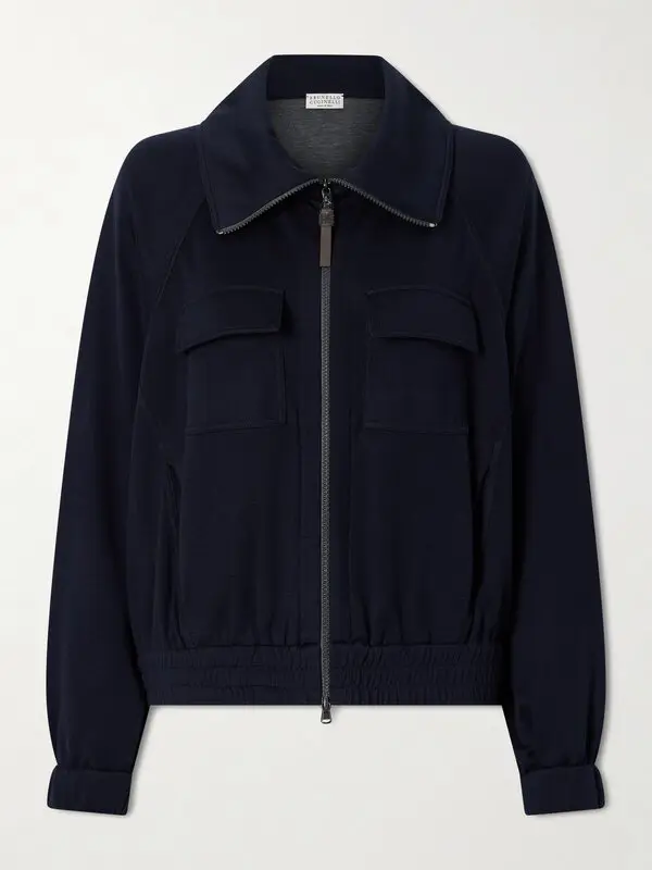 Brunello Cucinelli Cotton-blend Jacket With Silk - Blue