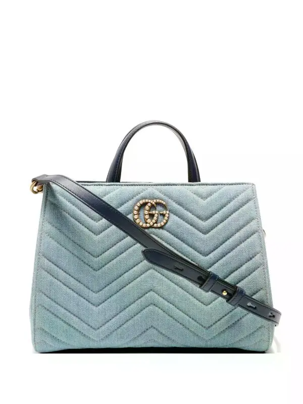 Gucci Matelassé Chevron Denim Handbag