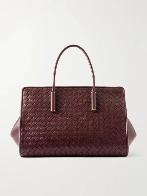 Bottega Veneta Barbara Intrecciato Leather Shoulder Bag - Burgundy