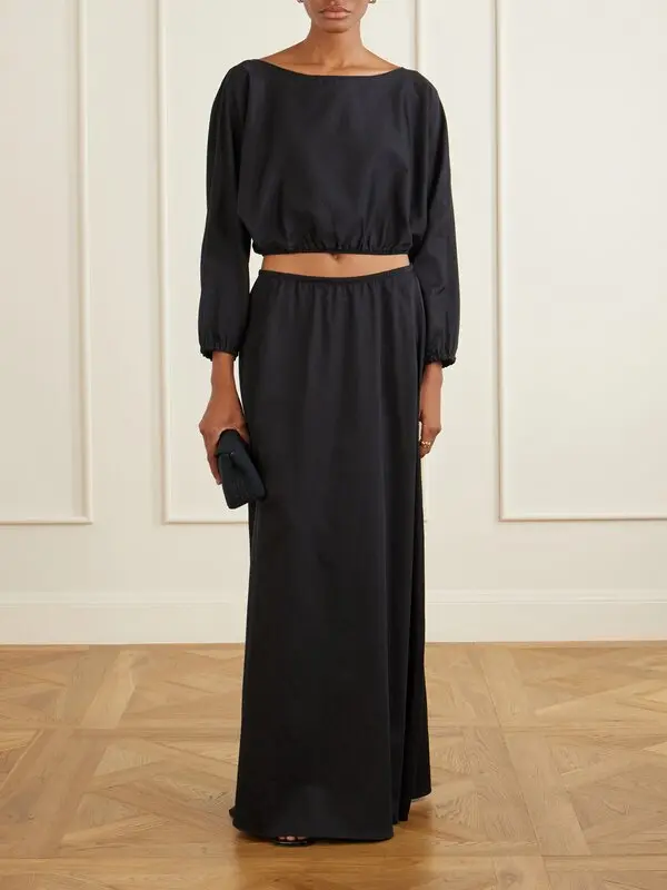 LESET Yoko Cotton Maxi Skirt - Black