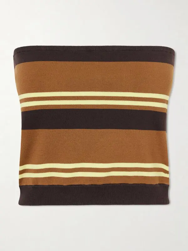 Tibi Strapless Striped Cotton Tank