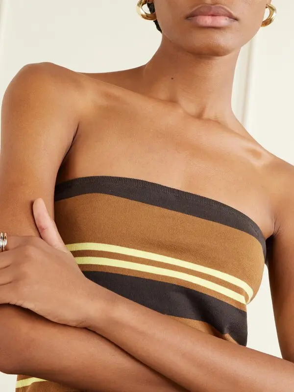 Tibi Strapless Striped Cotton Tank