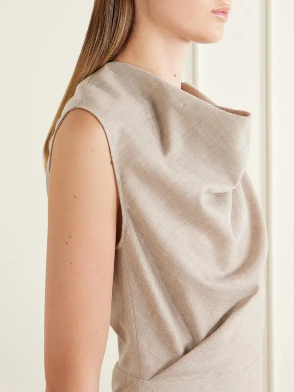 Brunello Cucinelli Draped Virgin Wool Midi Dress