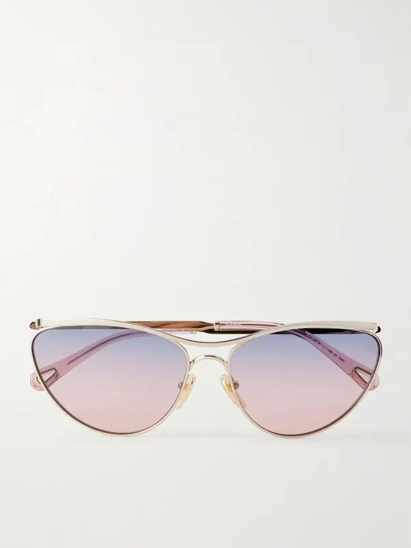 Chloé Aviator-style Sunglasses With Geometric Frame - Gold