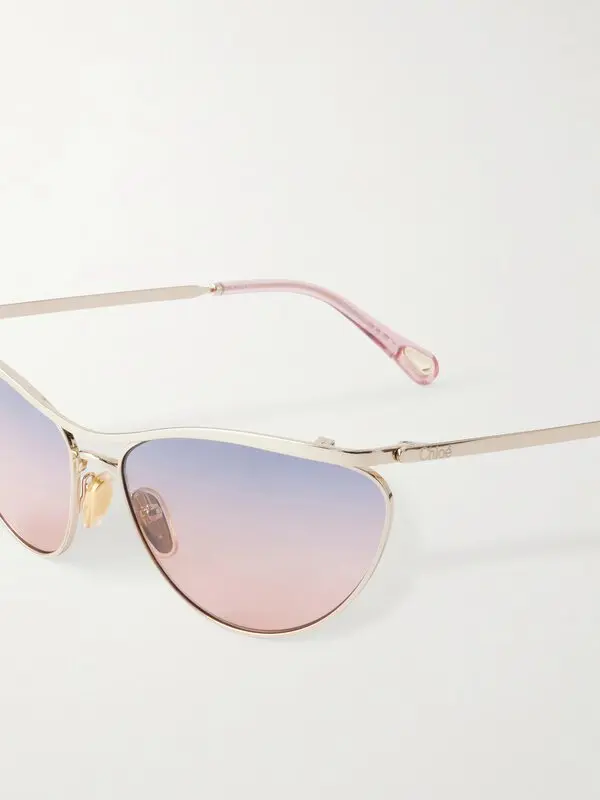 Chloé Aviator-style Sunglasses With Geometric Frame - Gold
