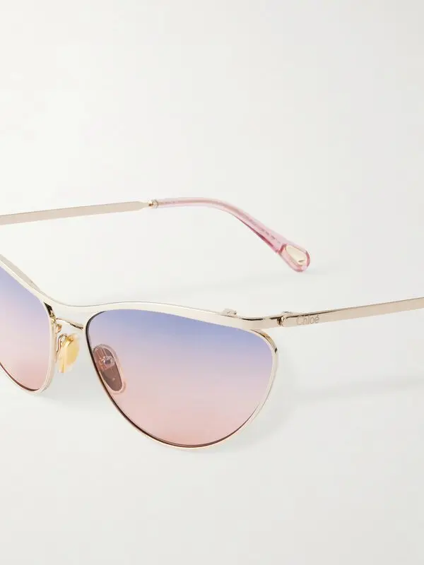 Chloé Aviator-style Sunglasses With Geometric Frame - Gold