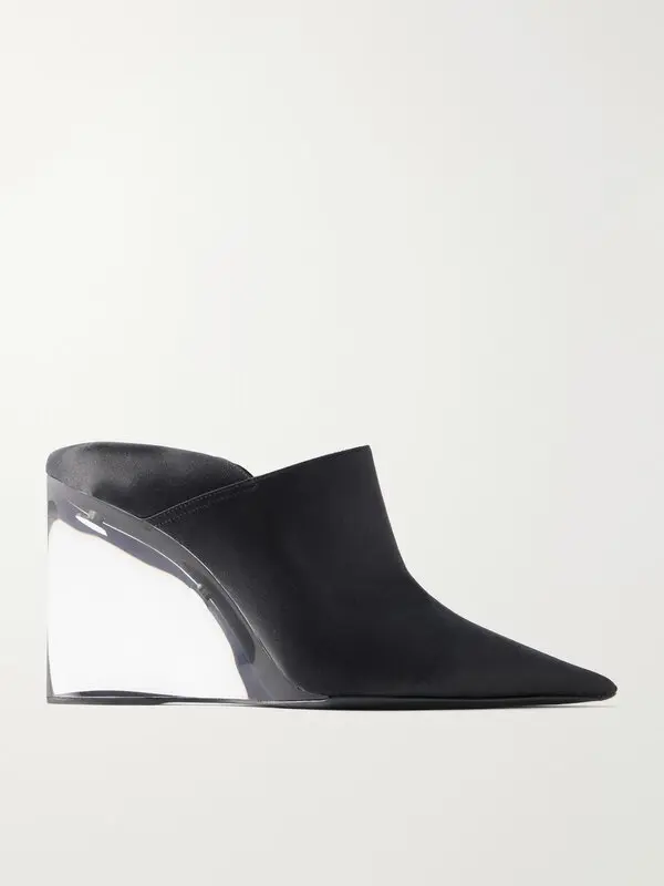 Alaïa 90 Satin Wedge Mules - Black