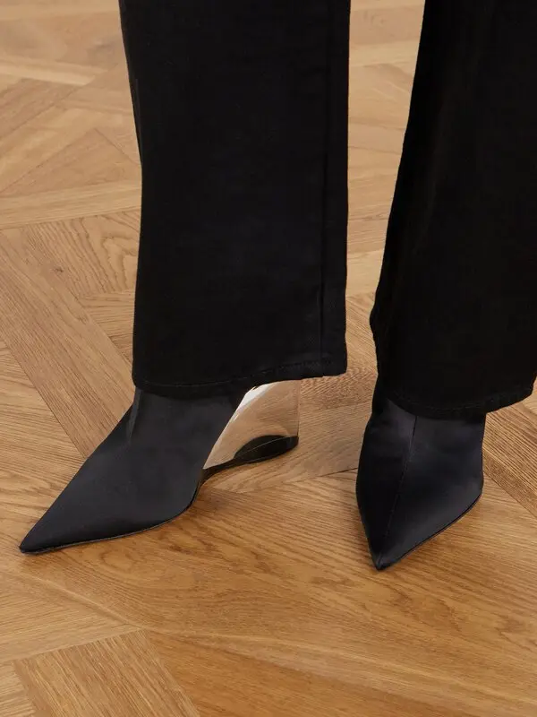 Alaïa 90 Satin Wedge Mules - Black
