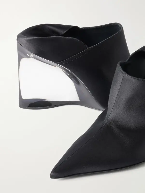 Alaïa 90 Satin Wedge Mules - Black