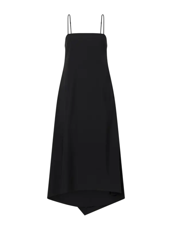 LA LIGNE Drape Back Recycled Satin Midi Dress - Black