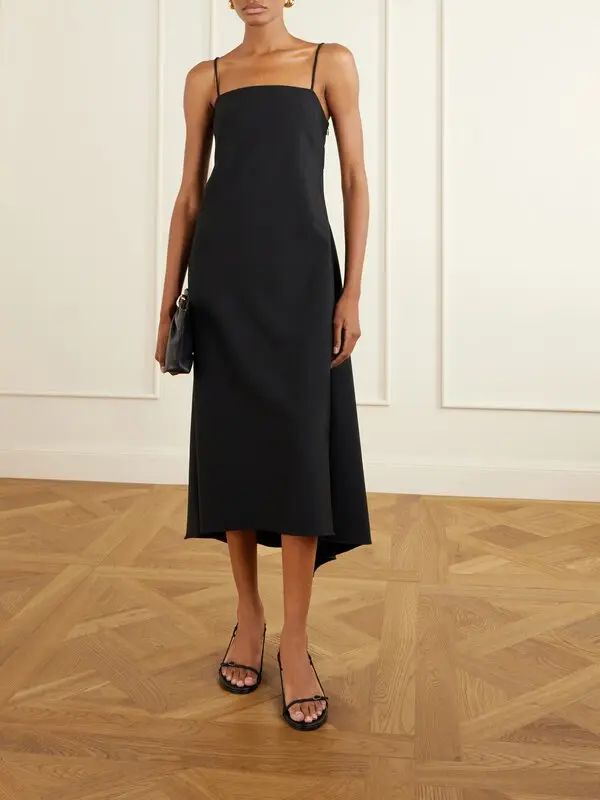 LA LIGNE Drape Back Recycled Satin Midi Dress